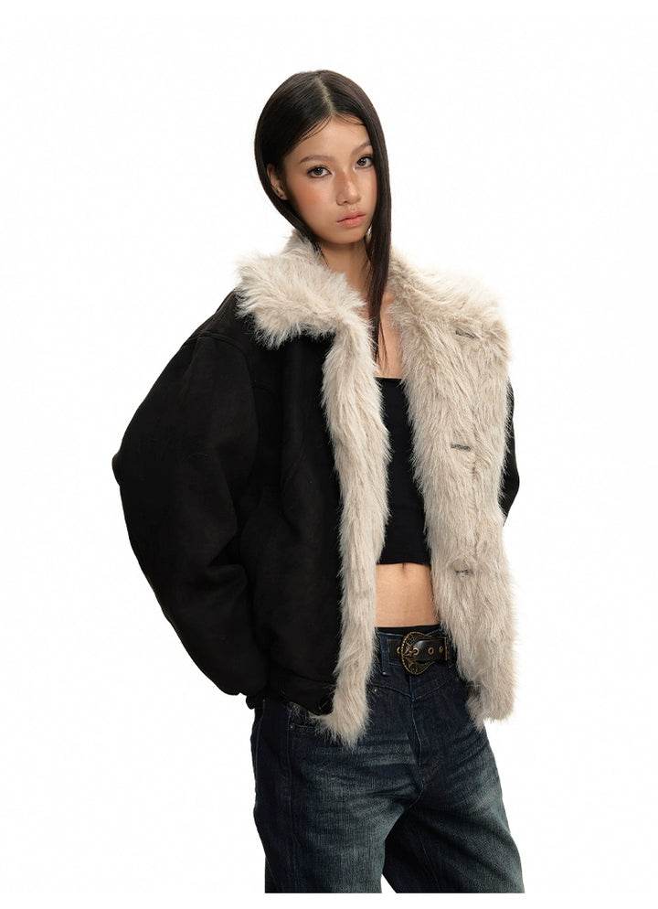 Suede Fleece-Lined Winter Jacket | Pinky Dollz